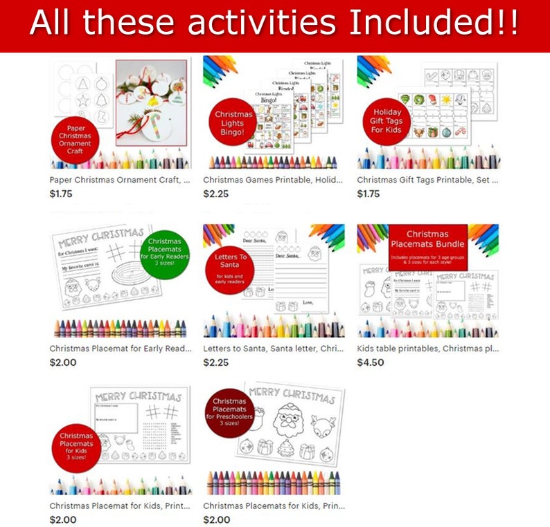 Christmas Printables for Kids, Holiday Printable Pack, Bundle of ...