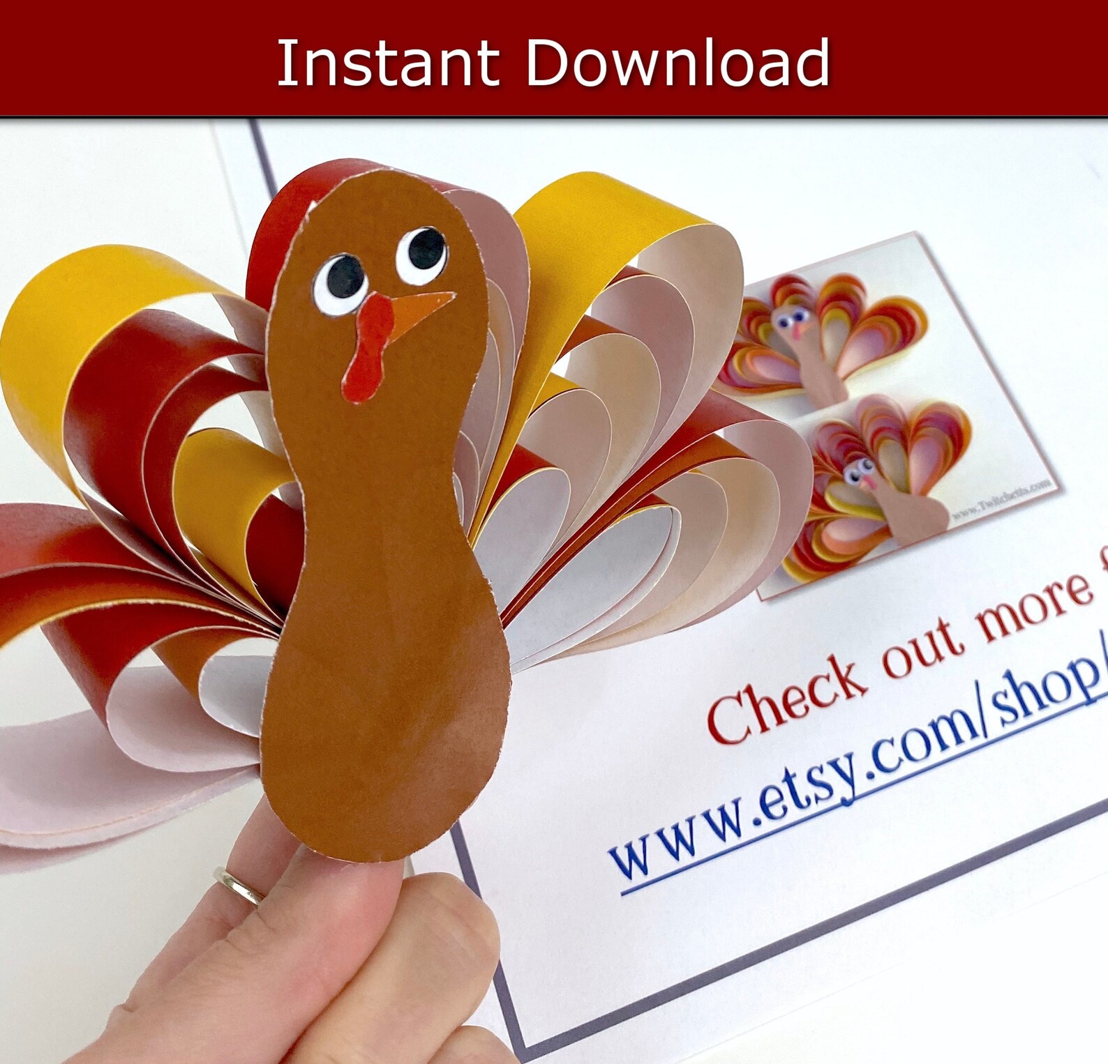 Paper Turkey Craft, 3D Papercraft Template, Thanksgiving Coloring Craft ...