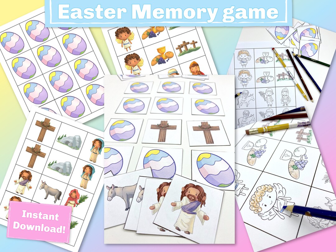 Easter Story Matching Game for Young Children, Printable Easter Memory ...