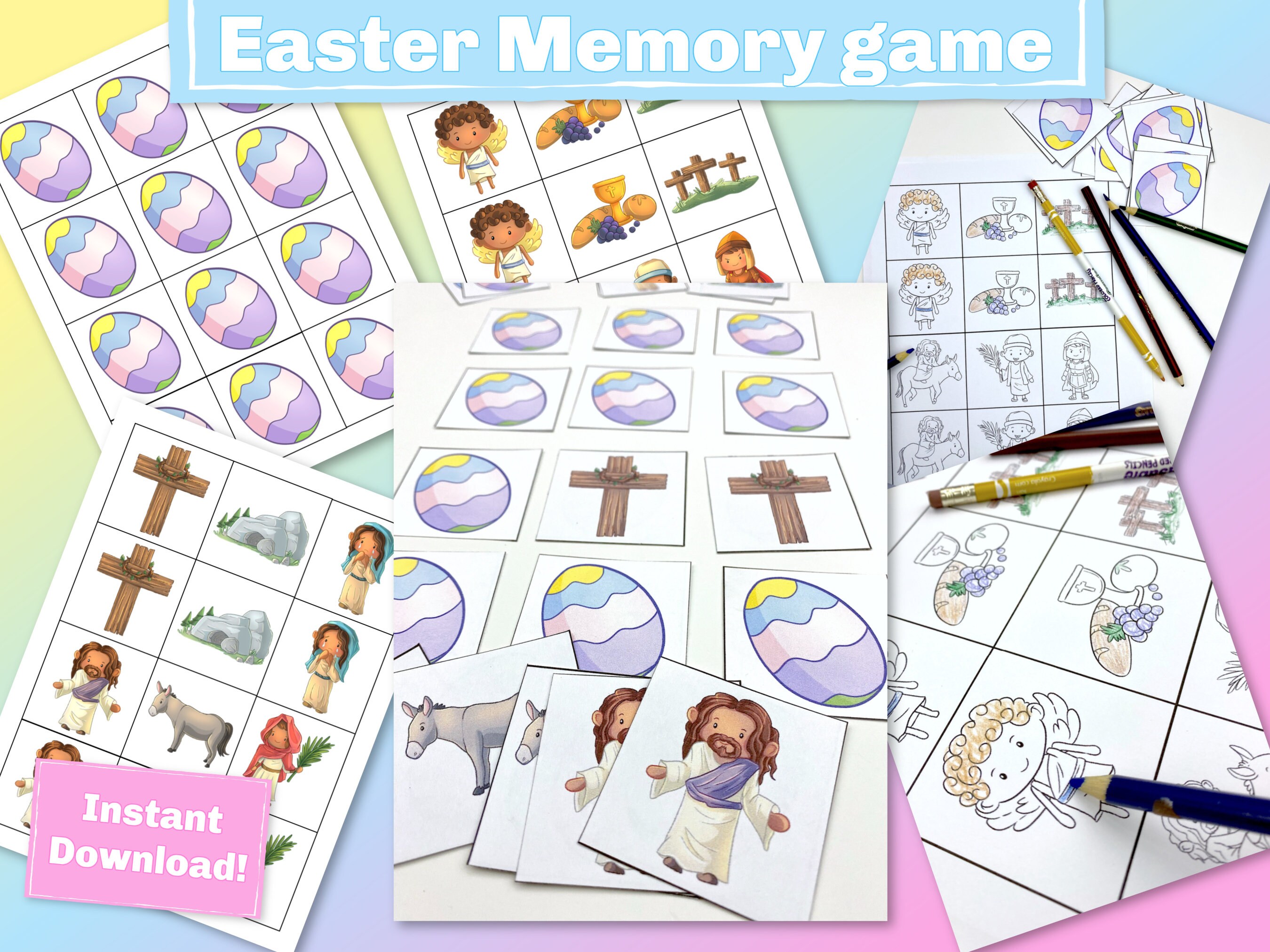 Easter Story Matching Game for Young Children, Printable Easter Memory ...