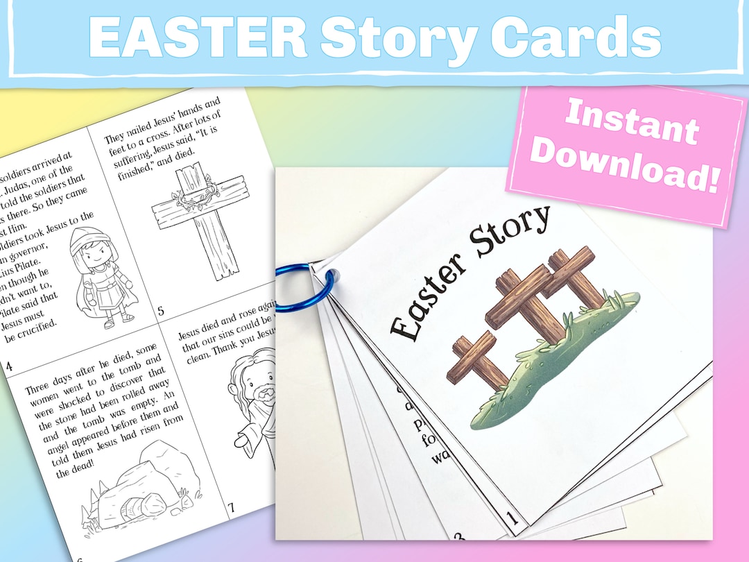 Easter Story Cards for Young Children, Printable Easter Coloring ...