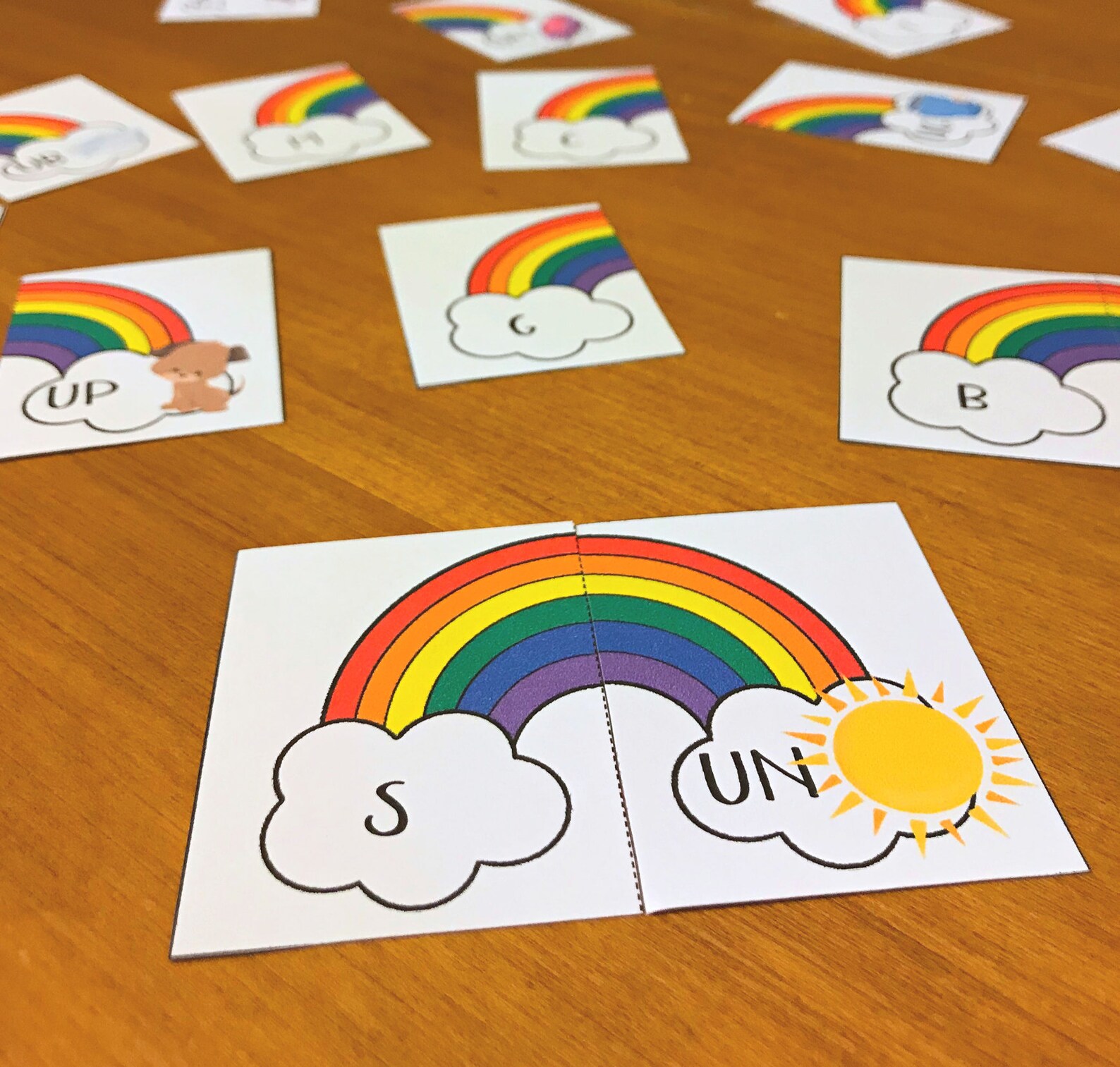 Rainbow CVC Words Matching Game for Homeschool, Preschool, Montessori ...