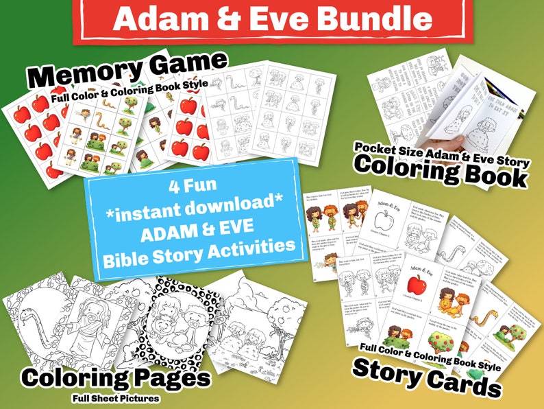 Adam and Eve Activities. 4 Printable Coloring Pages and Games That Help ...