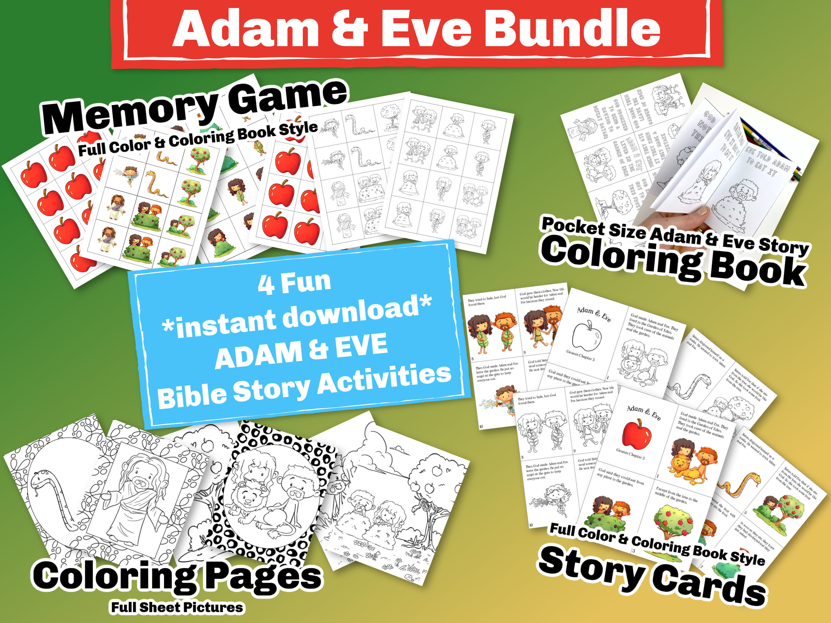 Adam and Eve Activities. 4 Printable Coloring Pages and Games That Help ...