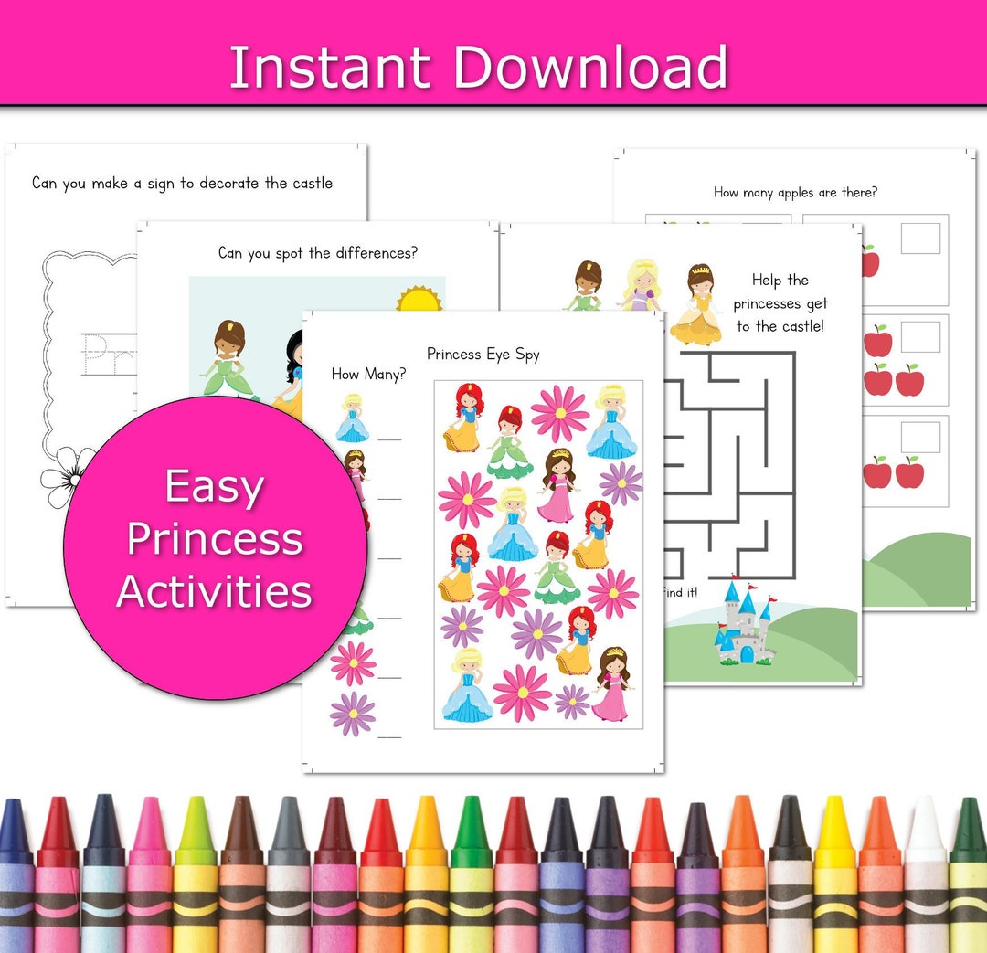 Princess Activity Pack for Preschoolers, Fun Princess Party Games ...