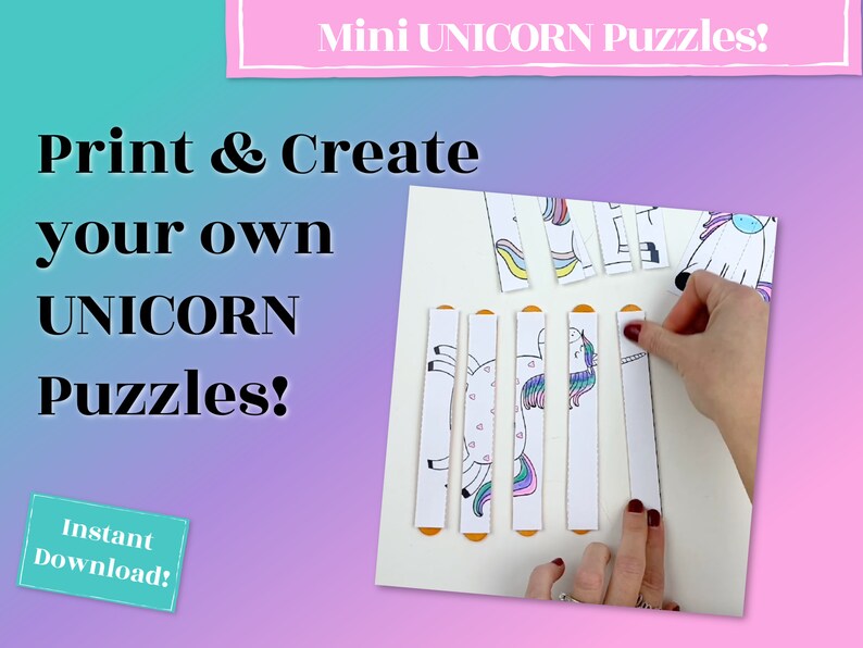 Unicorn Puzzle for Toddlers, Printable Puzzle Kit for Your Busy Bag or ...