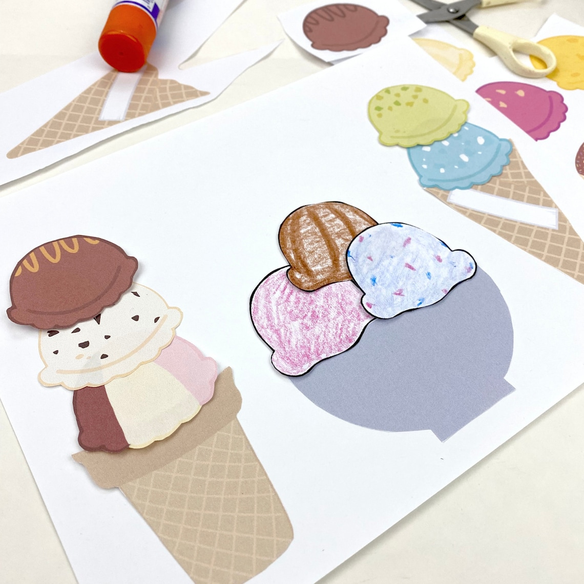 Ice Cream Cut and Play, Printable Kids Craft, Easy Ice Cream Template ...