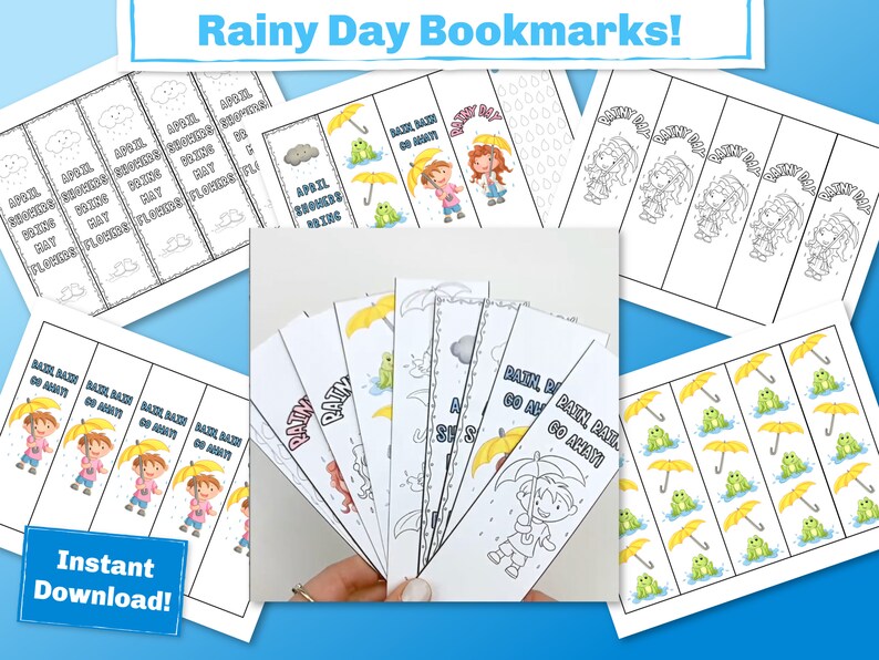 Rain Bookmarks for Kids. These Spring Bookmarks Are Perfect for the ...