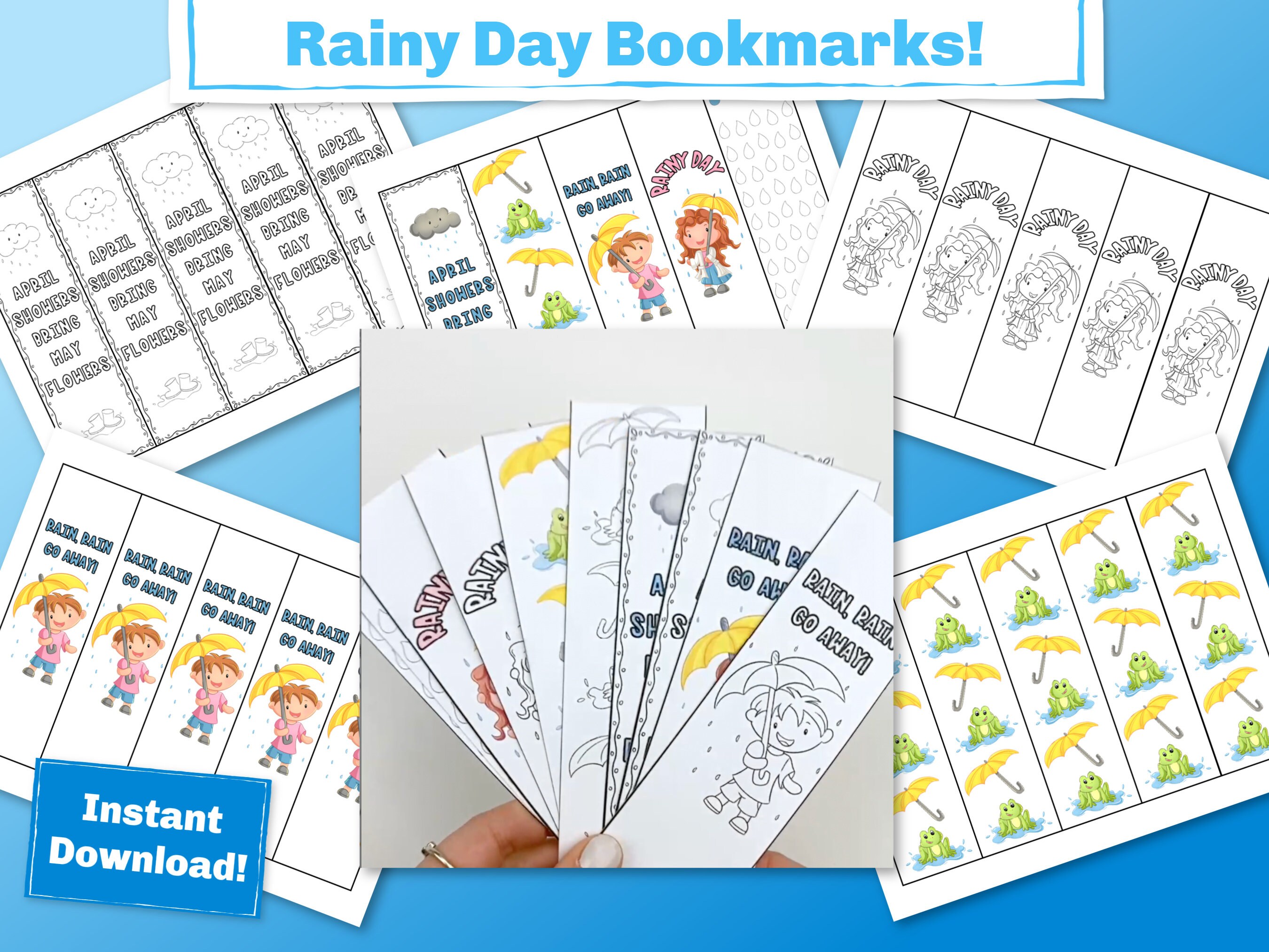 Rain Bookmarks for Kids. These Spring Bookmarks Are Perfect for the ...
