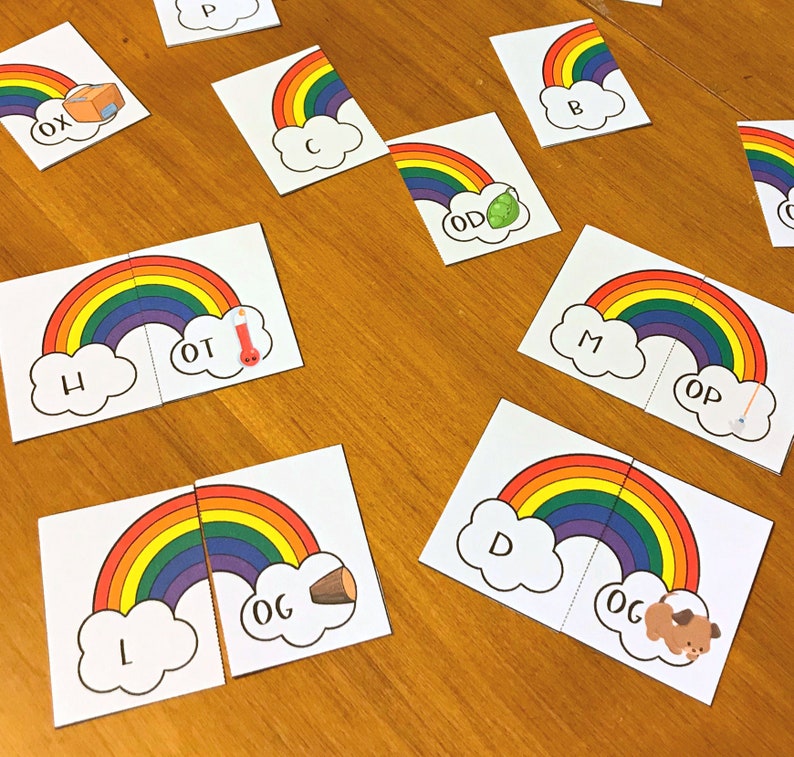 Rainbow CVC Words Matching Game for Homeschool, Preschool, Montessori ...
