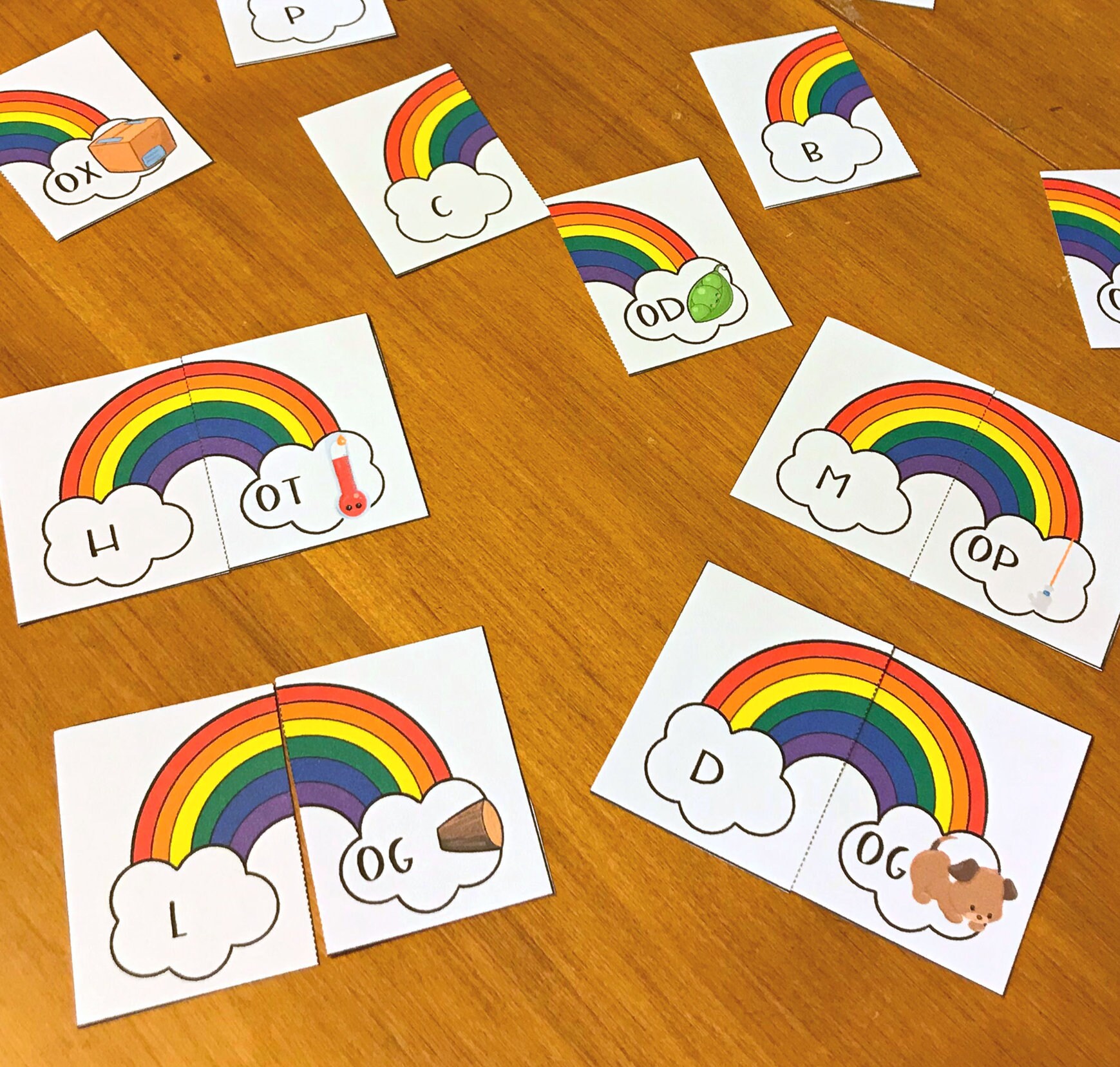 Rainbow CVC Words Matching Game for Homeschool, Preschool, Montessori ...