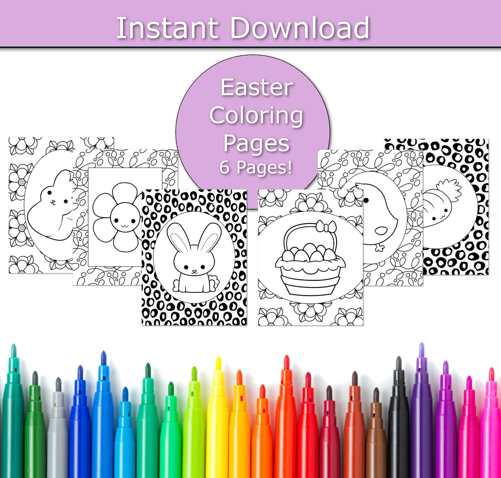 Easter Coloring Pages for Kids, Printable Easter Party, Printable ...