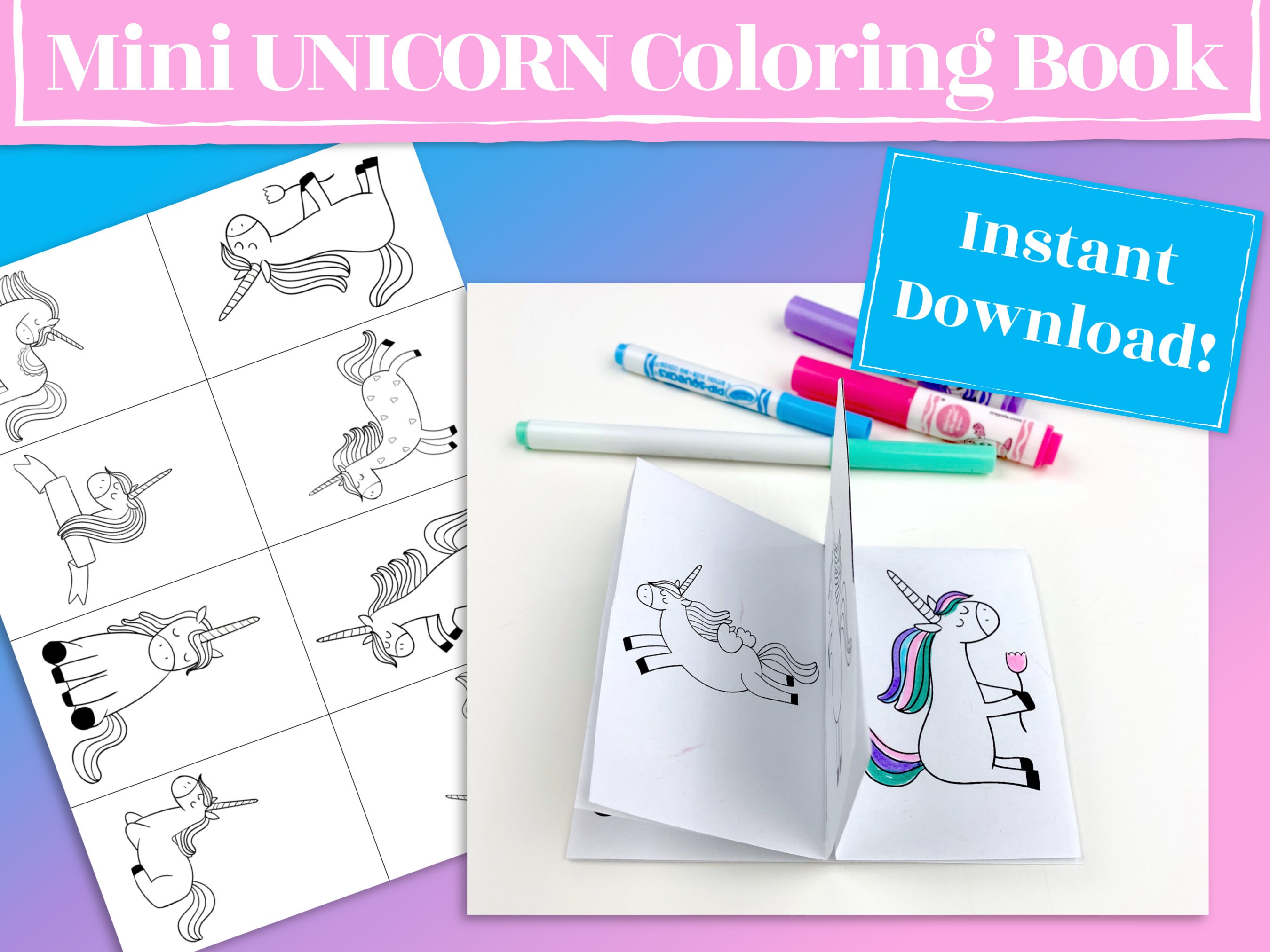 Mini Unicorn Coloring Book. Printable Coloring Sheet for Your Busy Bag ...