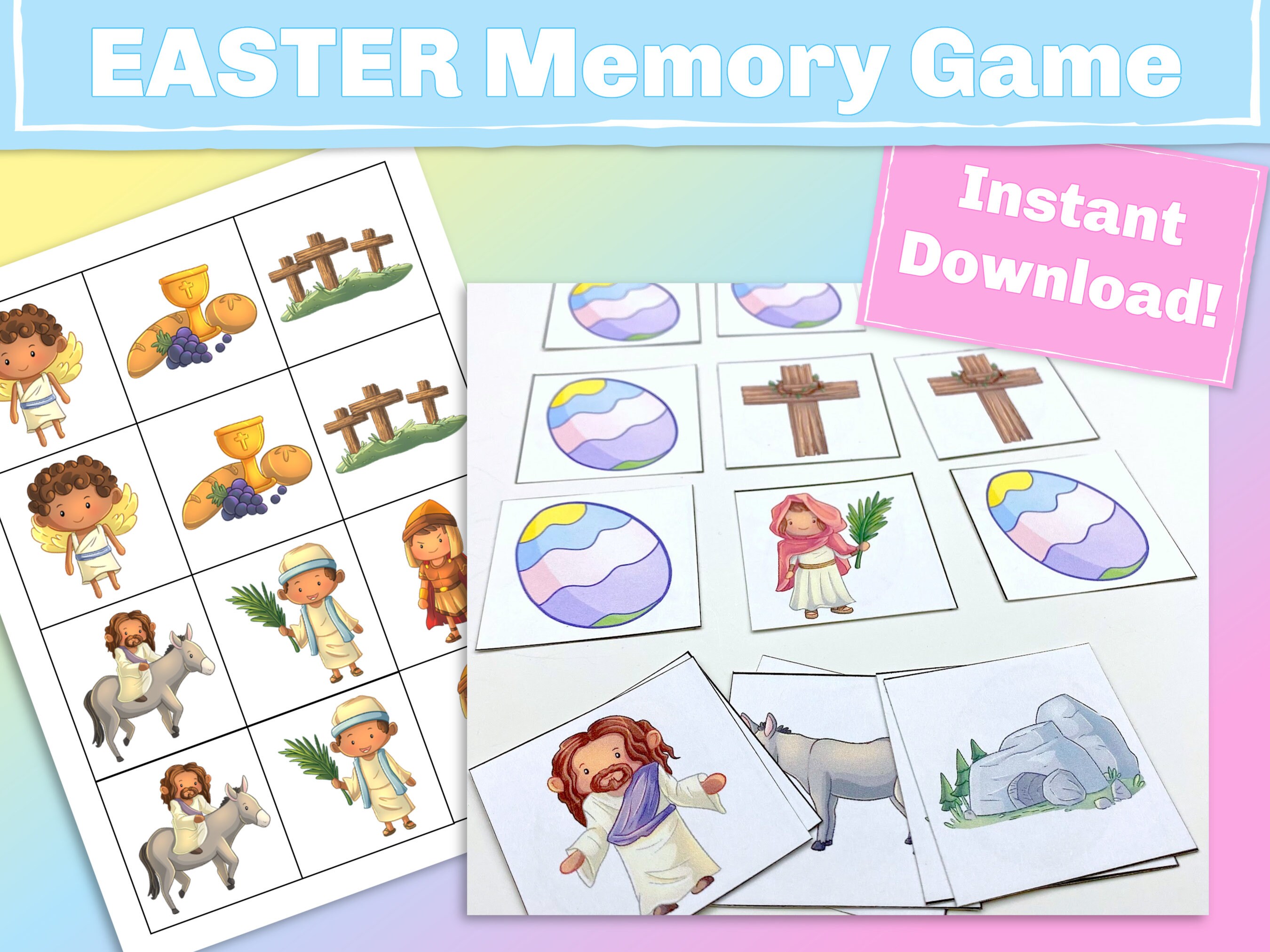 Easter Story Matching Game for Young Children, Printable Easter Memory ...