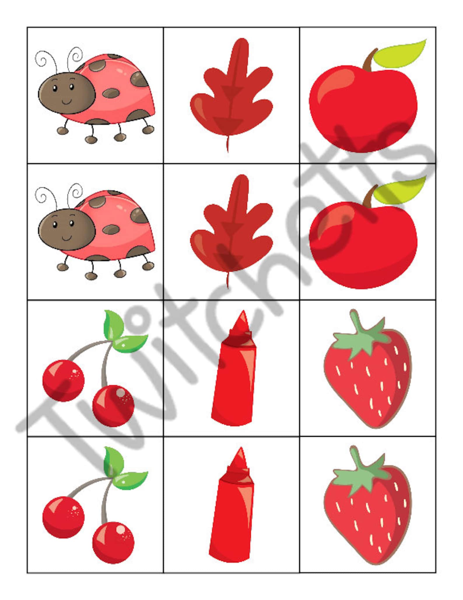 Color Red Matching Game, Learning Games for Preschoolers, Educational ...