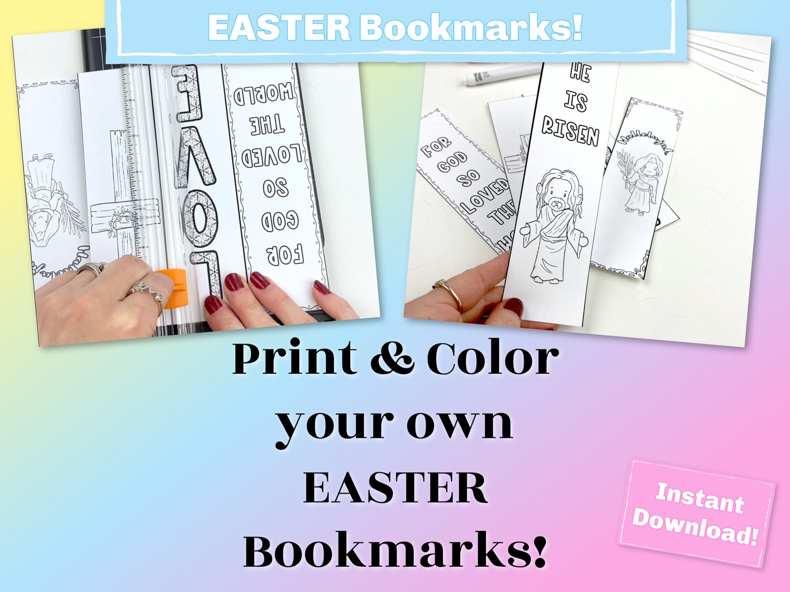 Religious Easter Bookmarks for Kids, Printable Coloring Bible Bookmarks ...