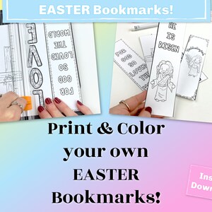 Religious Easter Bookmarks for Kids, Printable Coloring Bible Bookmarks ...