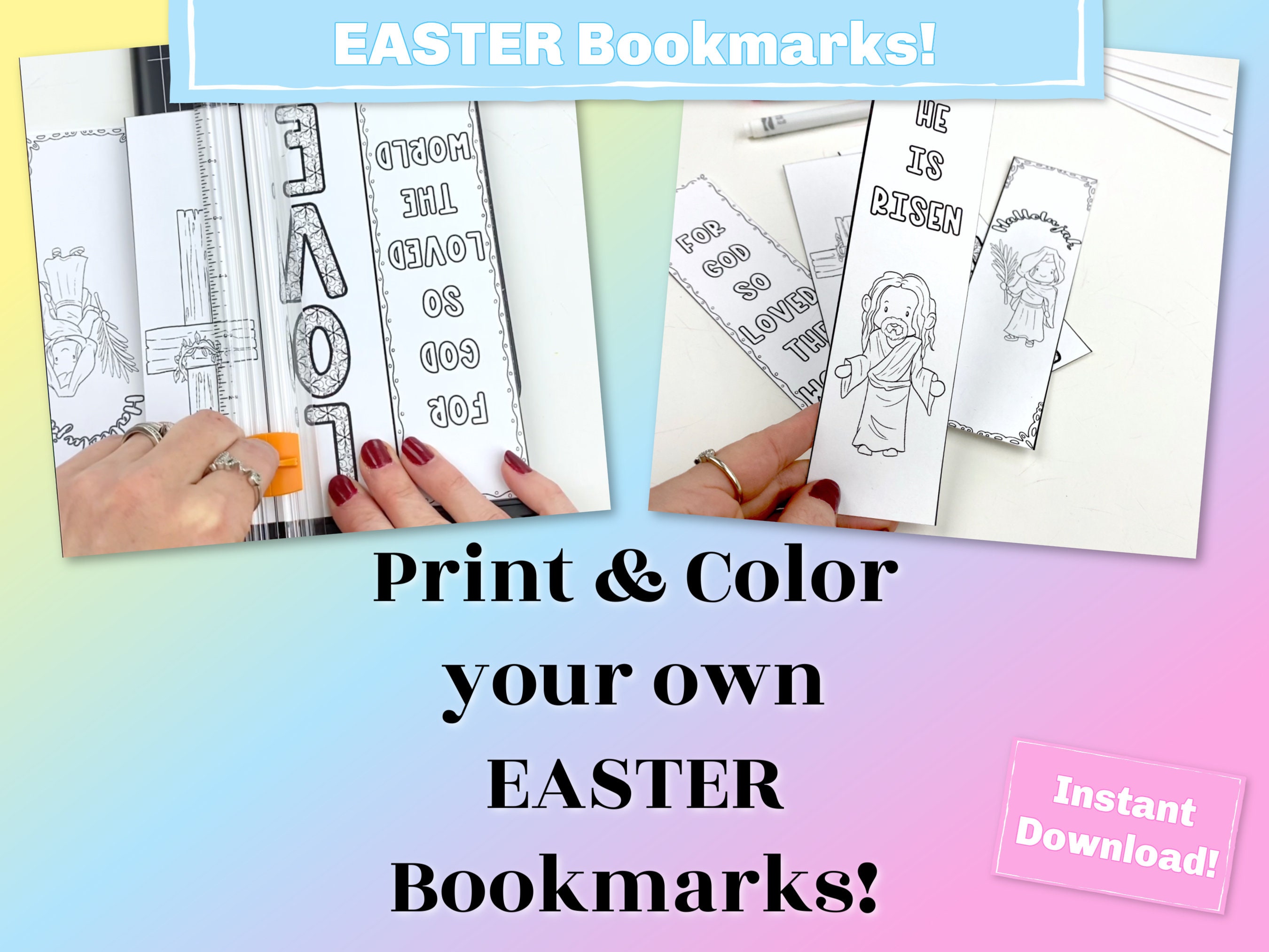 Religious Easter Bookmarks for Kids, Printable Coloring Bible Bookmarks ...