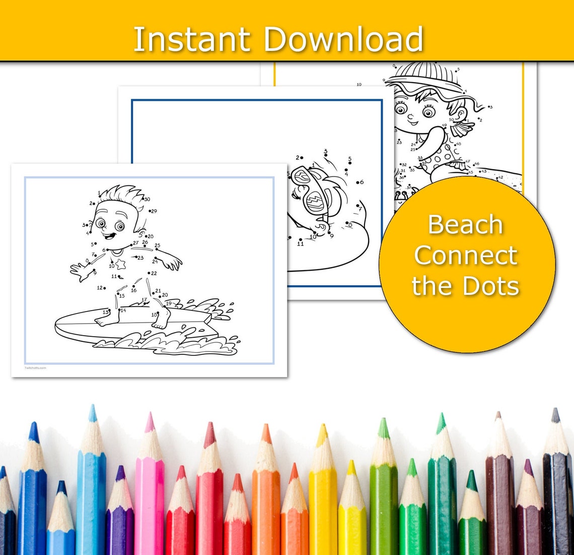 Beach Printable Activity for Kids, Beach Connect the Dots, Beach ...
