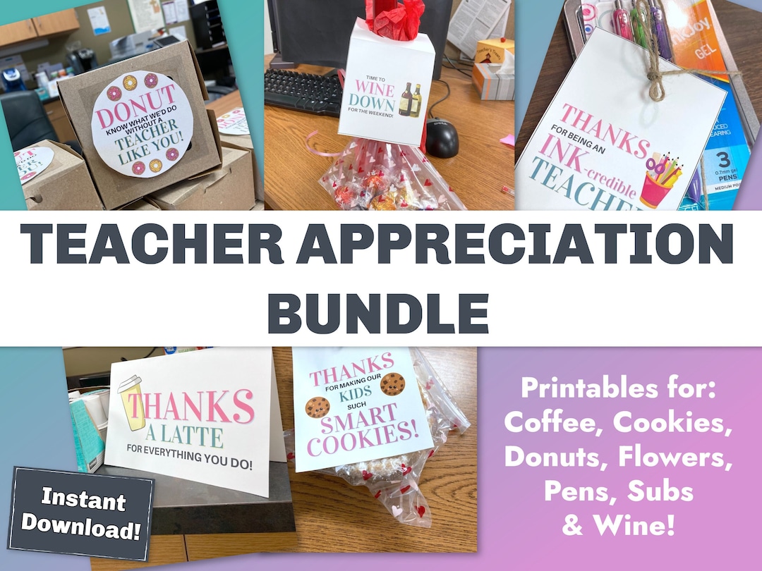 Teacher Appreciation Week Gift Tags and Signs, Teacher Gift Idea for ...