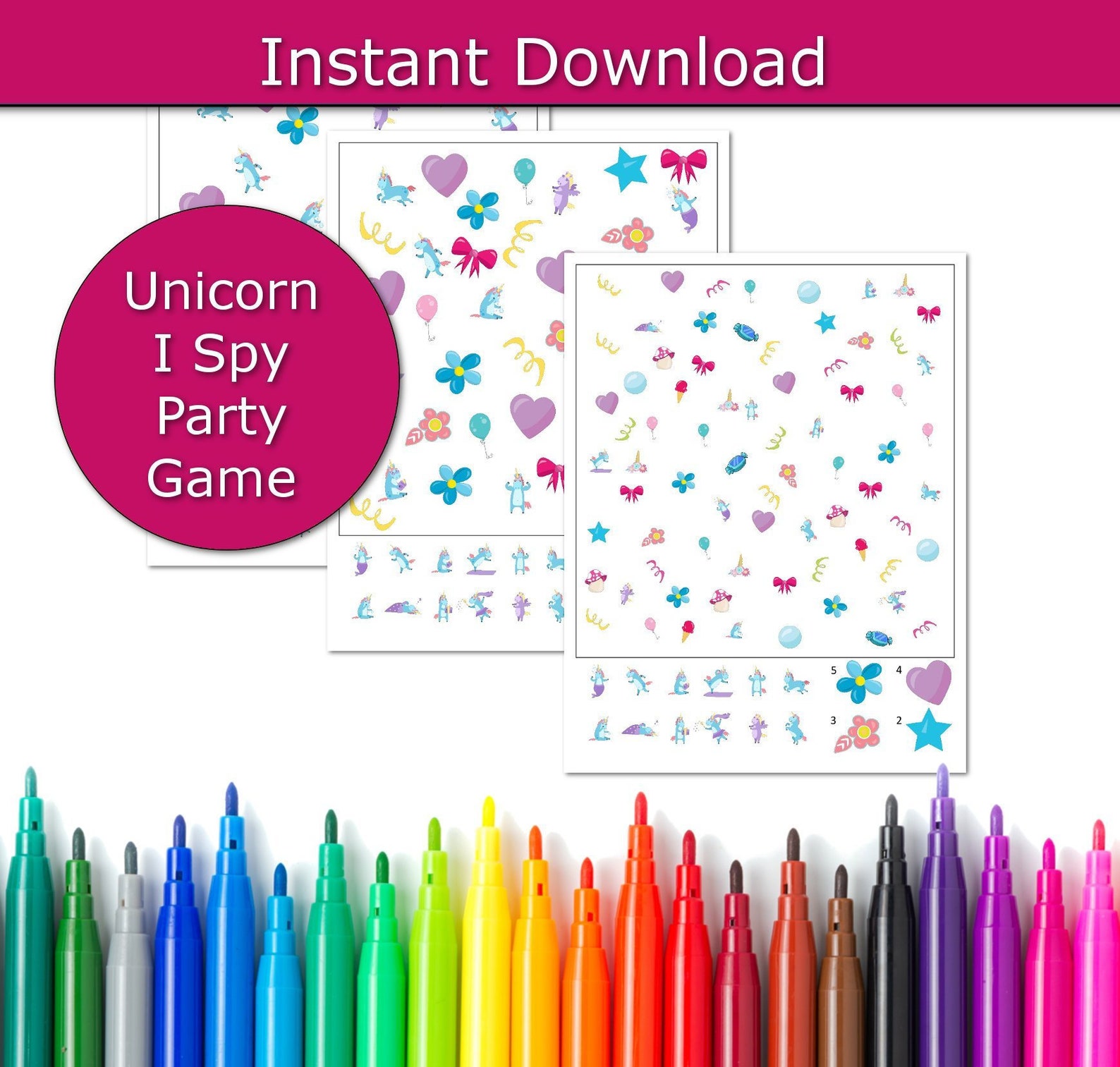 Unicorn I Spy Printable Game for Birthday Parties and Group Activities ...