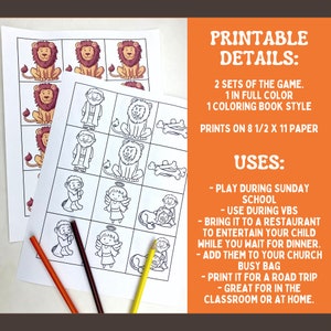 Daniel in the Lions Den Matching Game, Printable Memory Game for a ...
