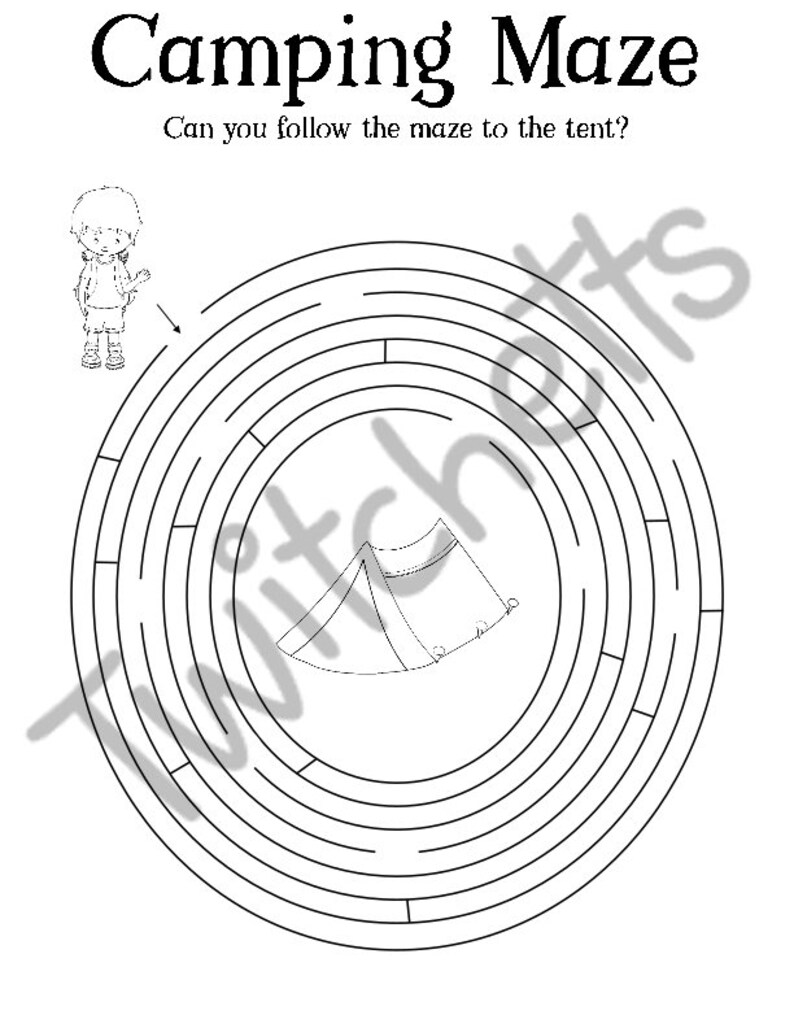 Camping Maze for Kids, Printable Camping Activity for Kids - Etsy