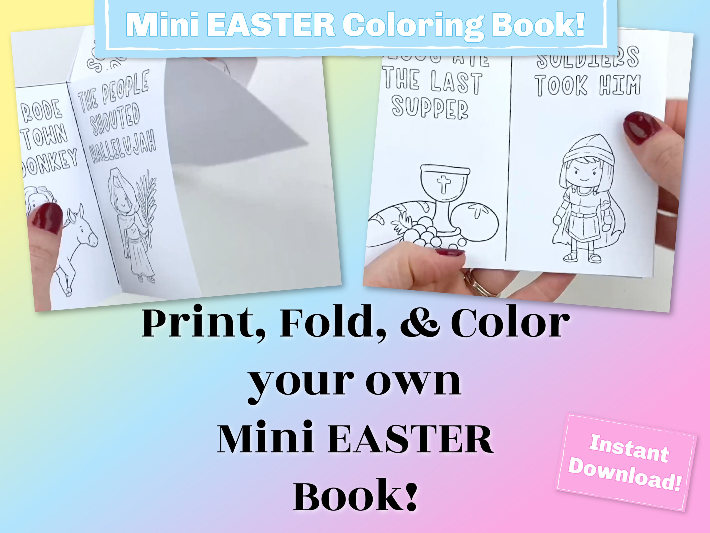 Mini Easter Story Coloring Book for Preschool, Printable Coloring Sheet ...