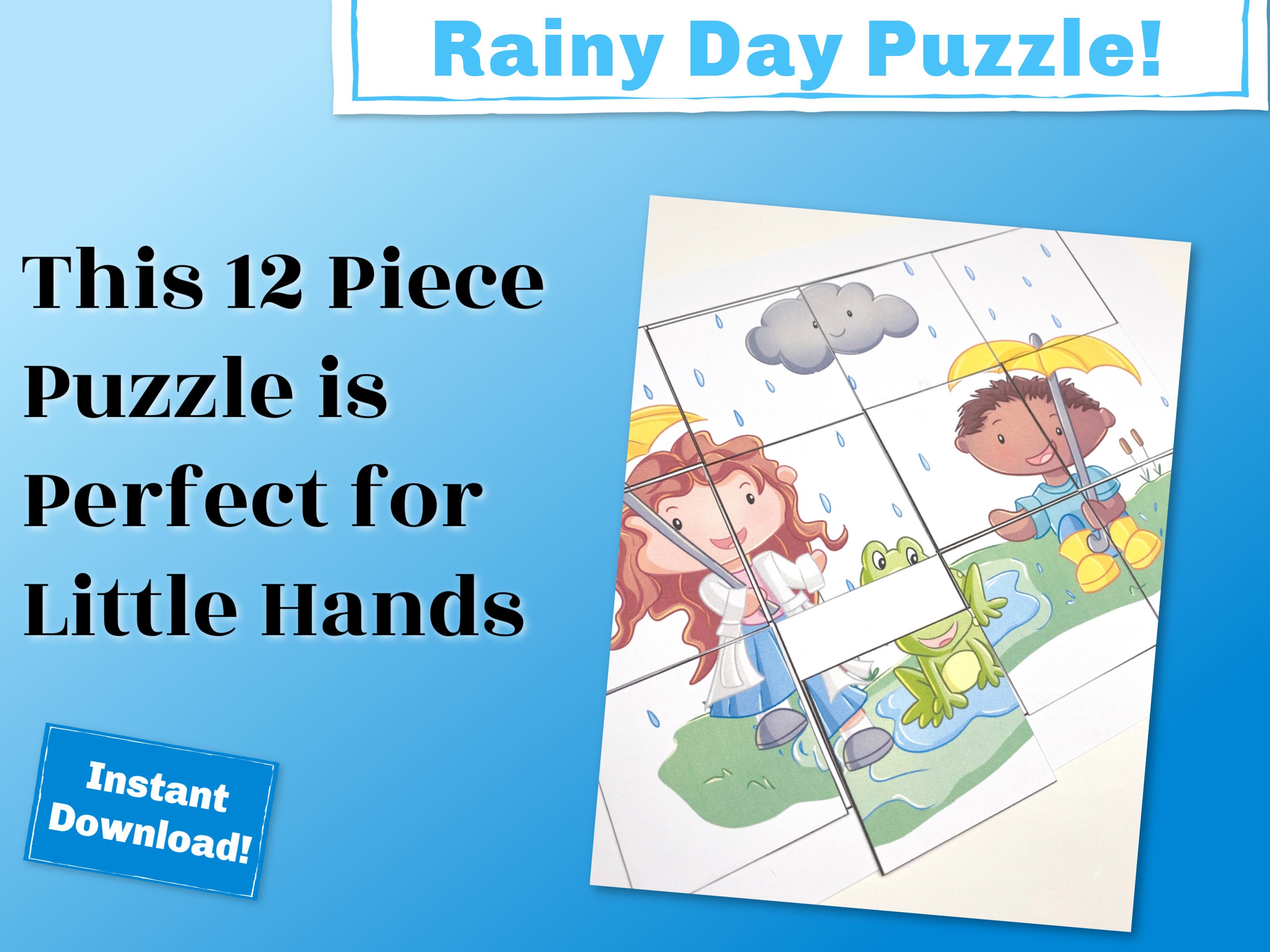 Easy Rain Puzzle Game for Kids. This Spring Printable is Perfect for ...
