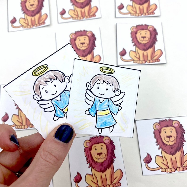 Daniel in the Lions Den Matching Game, Printable Memory Game for a ...