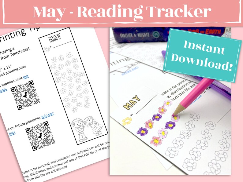 May Book Tracker Bookmark Printable Reading Log for Kids to - Etsy