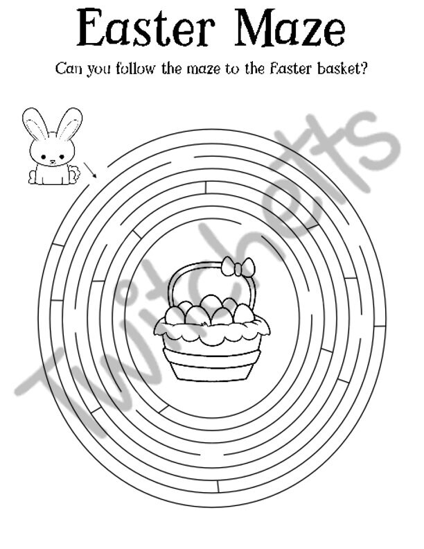 Easter Maze for Kids of All Ages, Easy Maze Activity for Easter Party ...