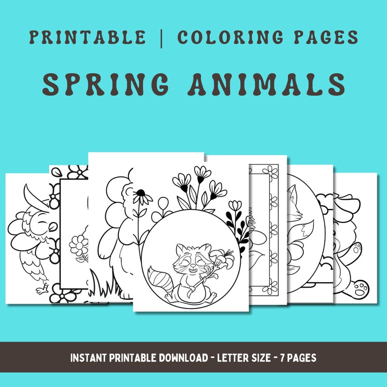 Spring Animals Coloring Pages for Kids, Printable Coloring Activity for ...