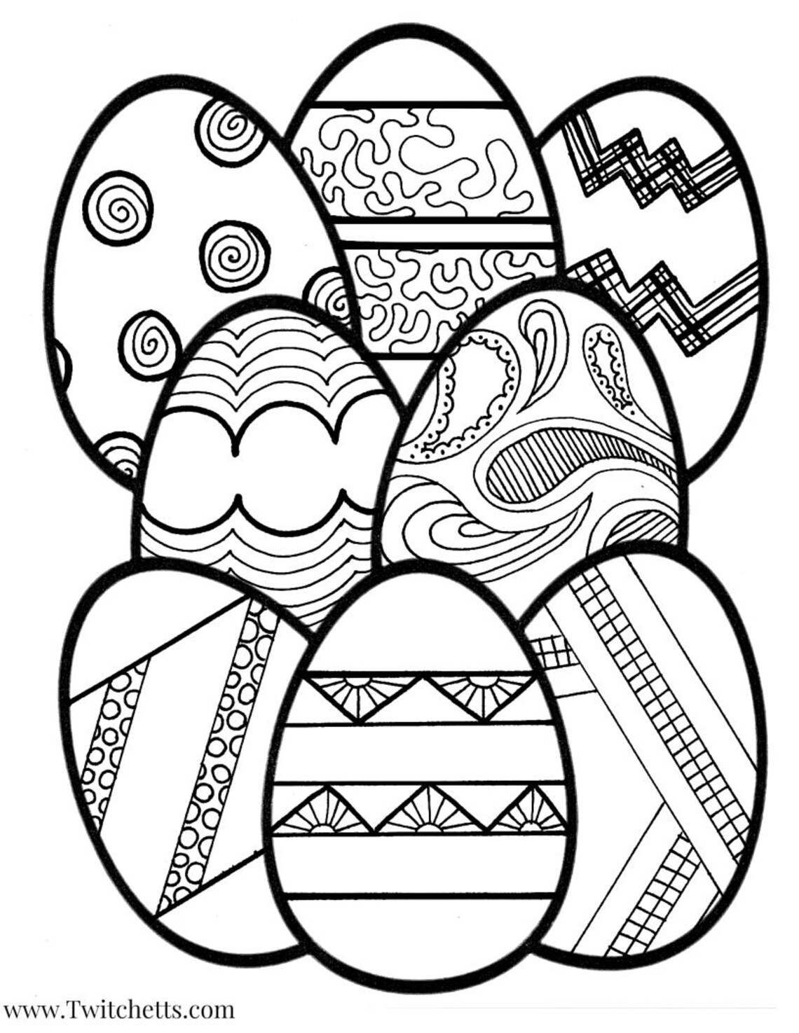 Printable Easter Egg Coloring Pages for Kids, Printable Easter Party ...