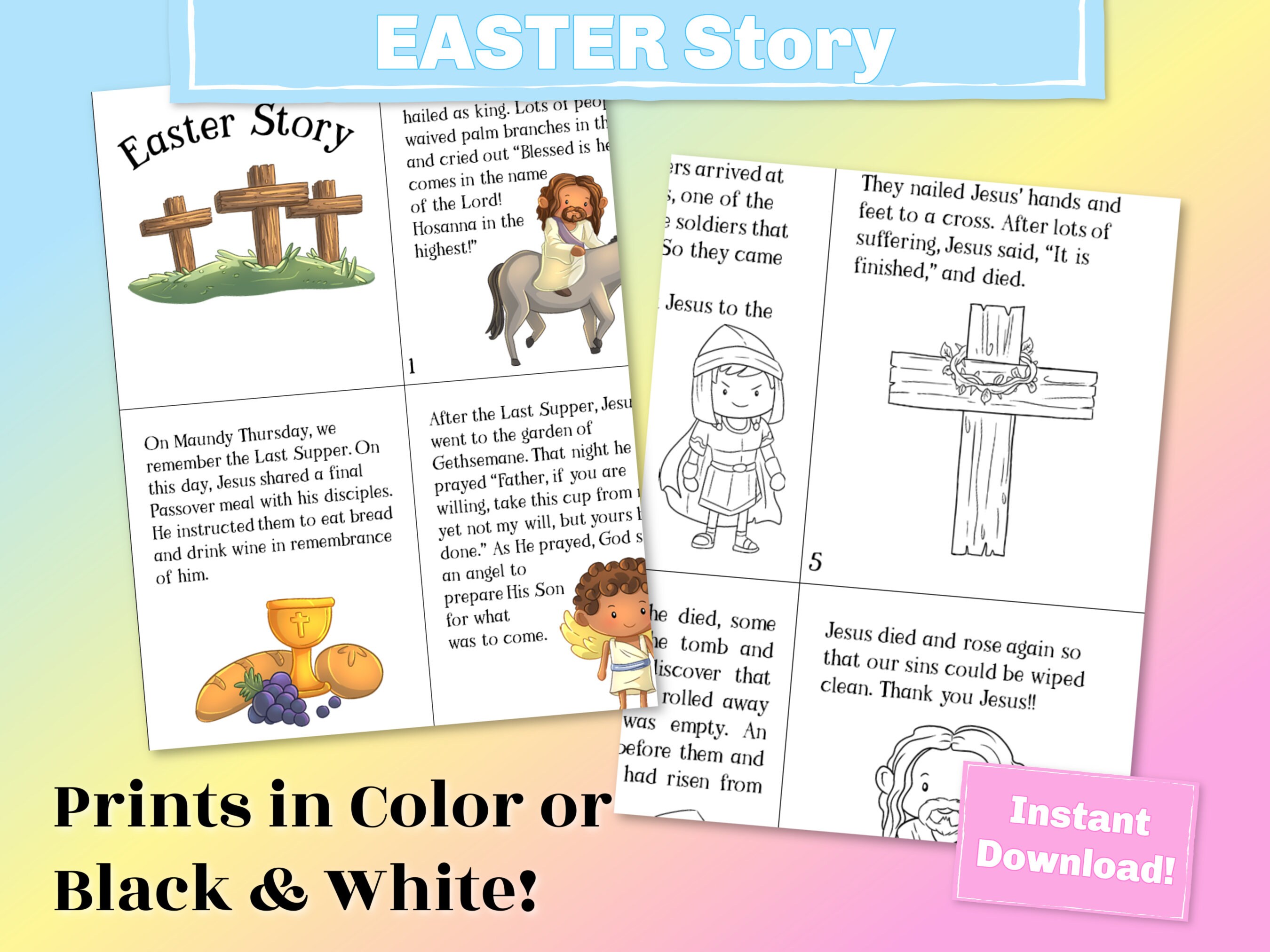 Easter Story Cards For Young Children Printable Easter Coloring ...