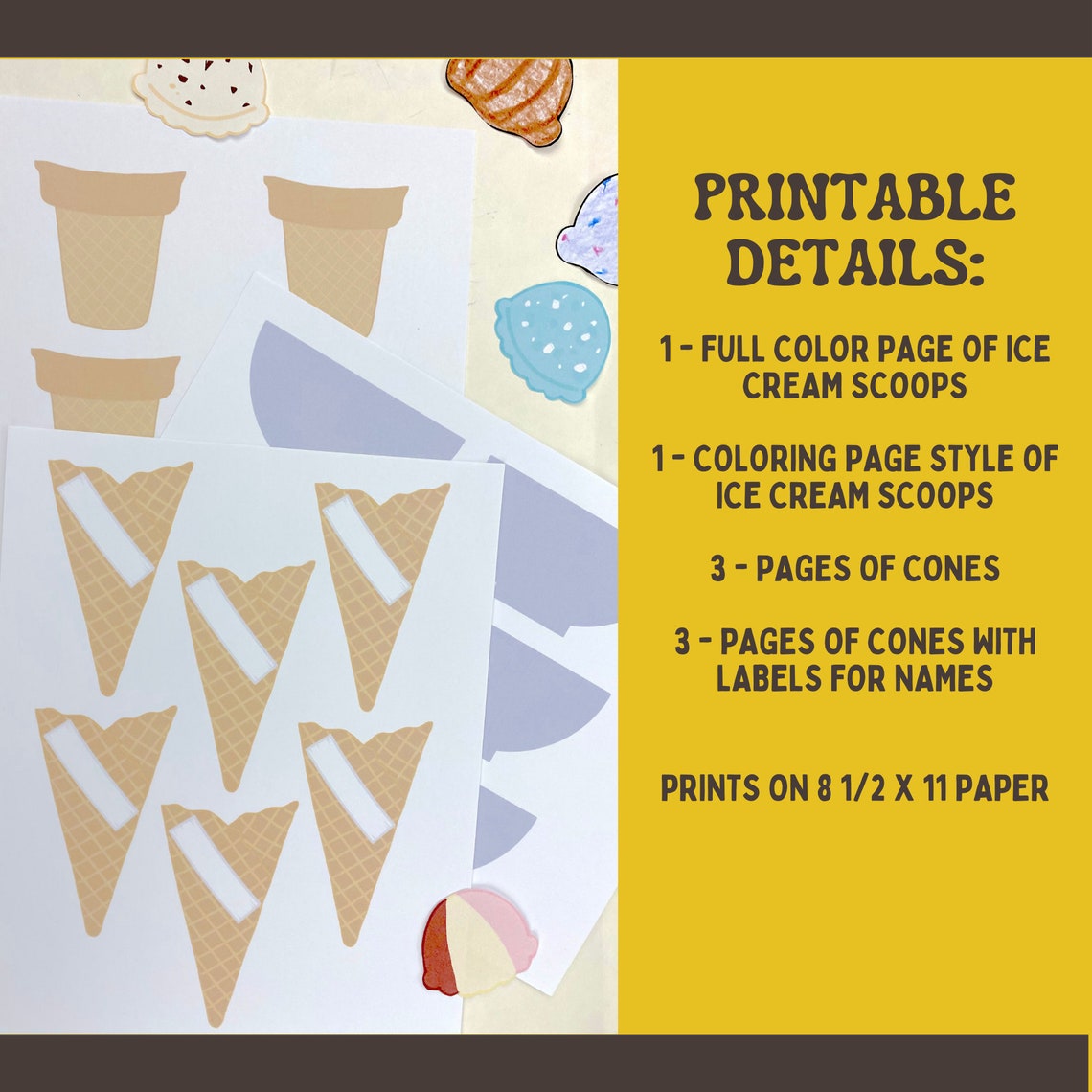 Ice Cream Cut and Play, Printable Kids Craft, Easy Ice Cream Template ...