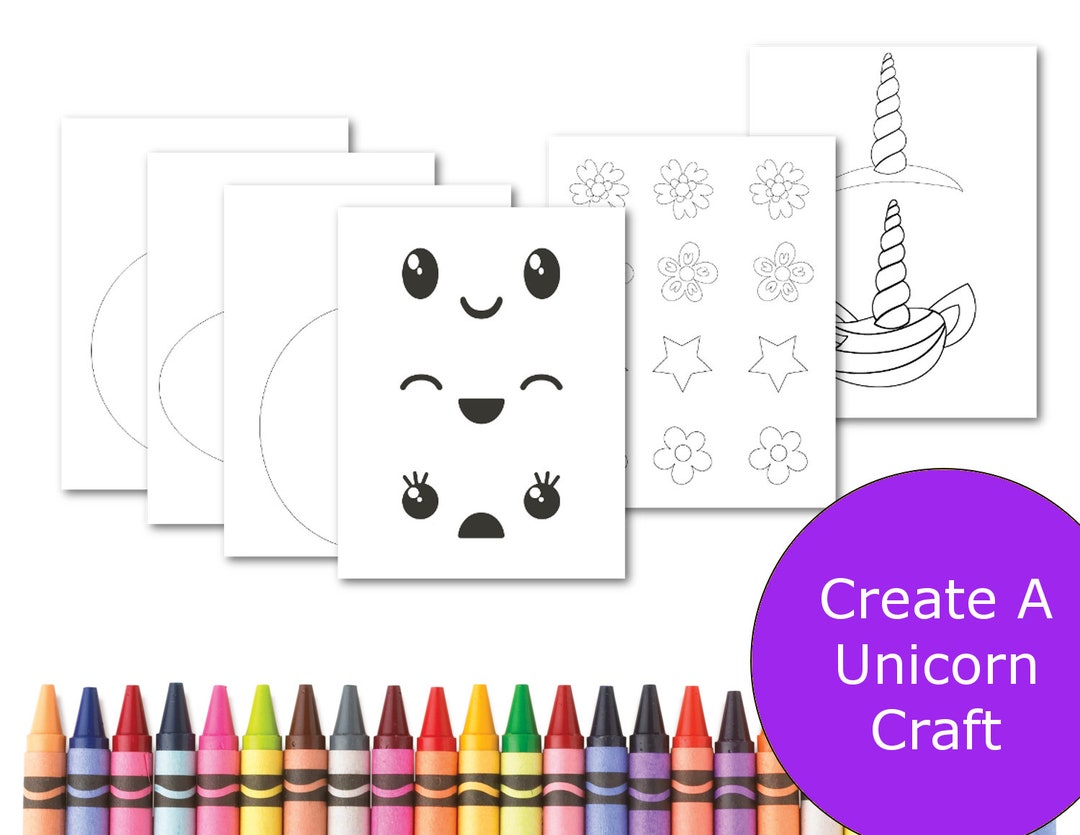 Cut and Paste Unicorn Craft, Create a Unicorn Face Printable, Easy Kids ...