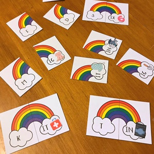 Rainbow CVC Words Matching Game for Homeschool, Preschool, Montessori ...