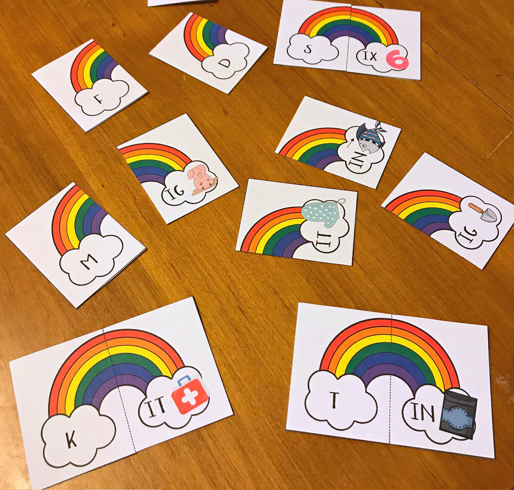 Rainbow CVC Words Matching Game for Homeschool, Preschool, Montessori ...