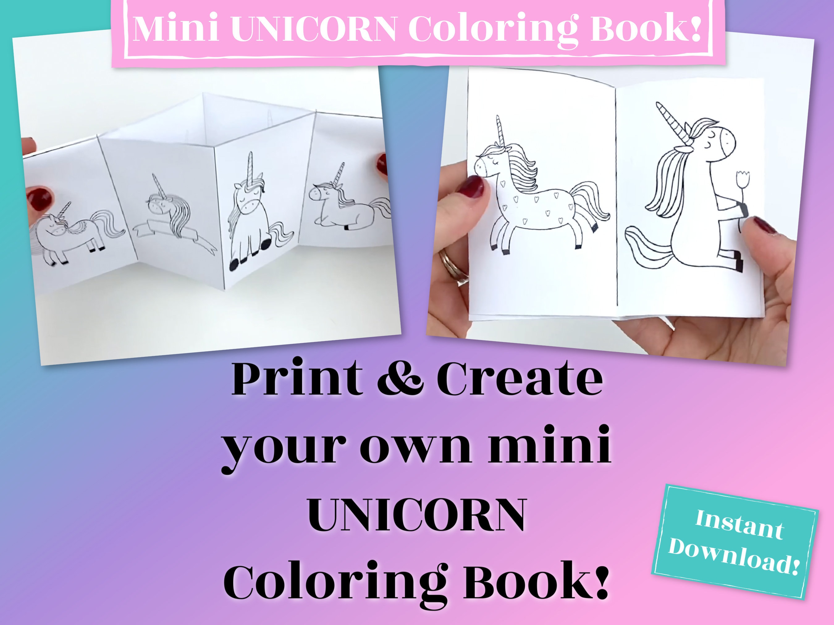 Mini Unicorn Coloring Book. Printable Coloring Sheet for Your Busy Bag ...