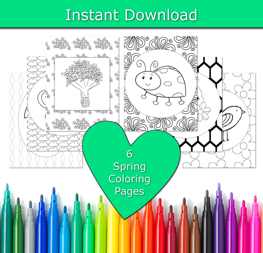 Spring Coloring Pages for Kids, Spring Coloring Book, Spring Party ...