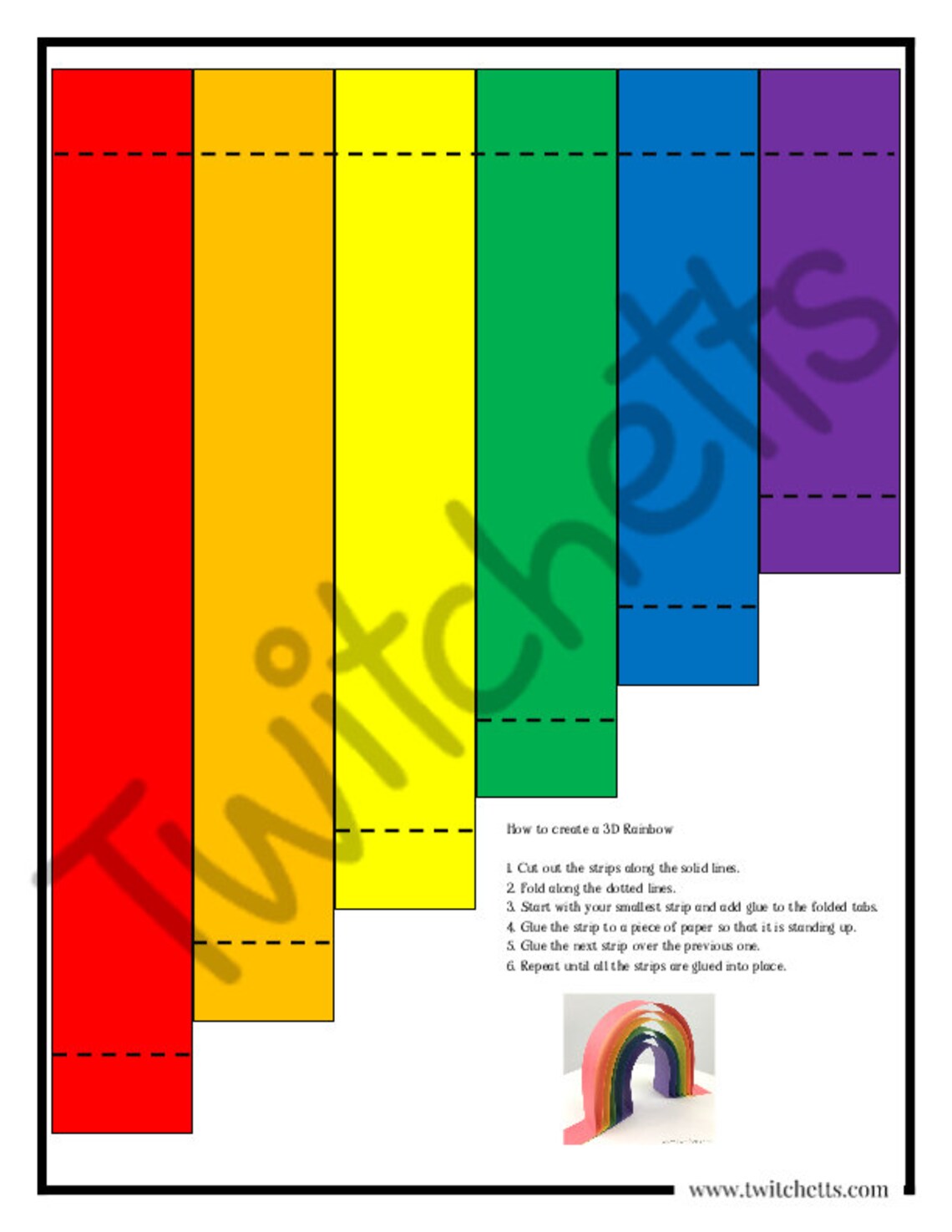 3D Rainbow Craft Template to Help Kids Learn Rainbow Colors, Printable ...