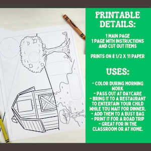 Farm Animal Cut and Color, Printable Kids Craft, Easy Farm Craft for ...