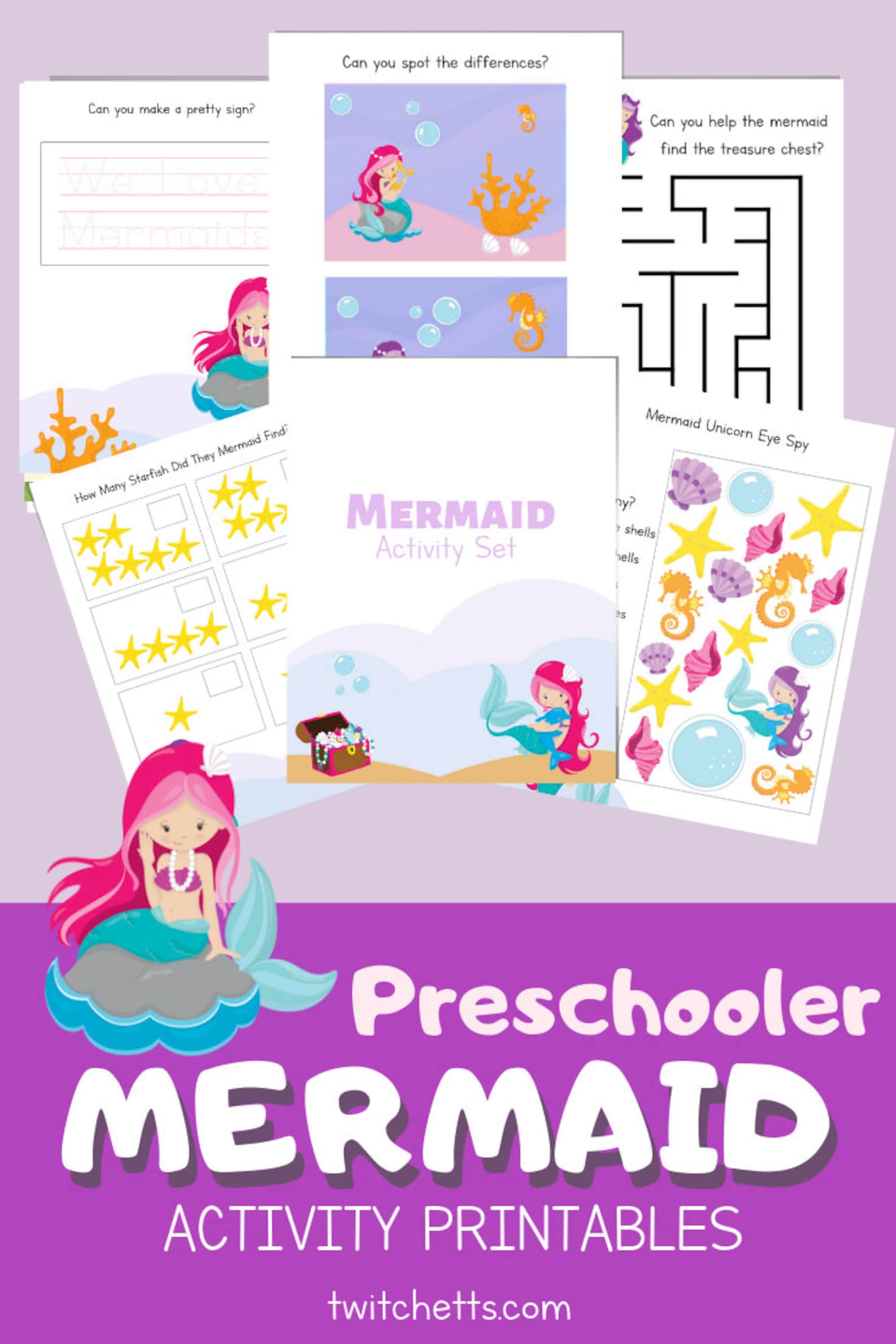 Mermaid Activity Pack for Preschoolers Fun Mermaid Party | Etsy