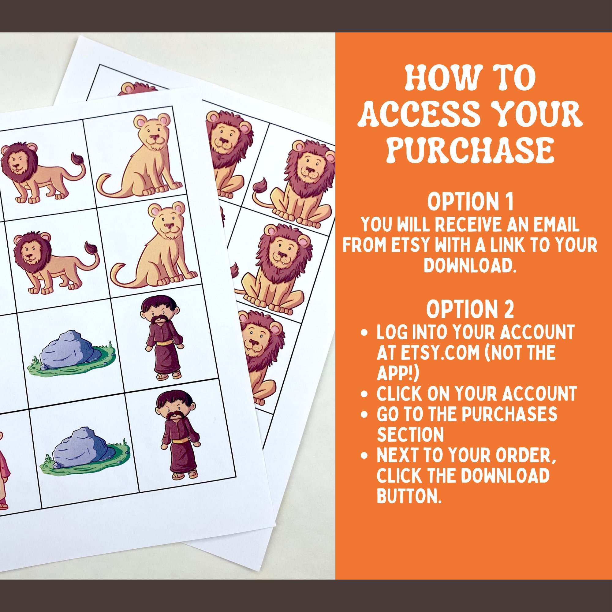 Daniel in the Lions Den Matching Game, Printable Memory Game for a ...