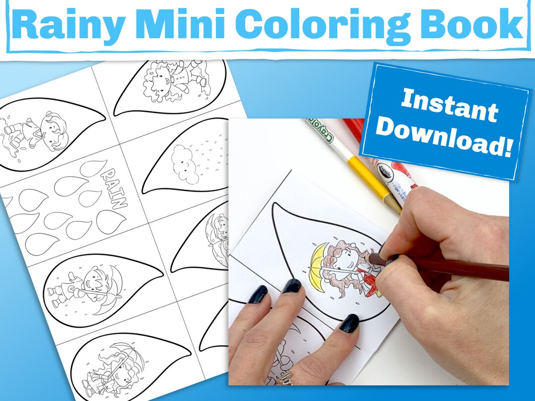 Mini Rain Coloring Book for Kids. This Spring Coloring Page is Perfect ...