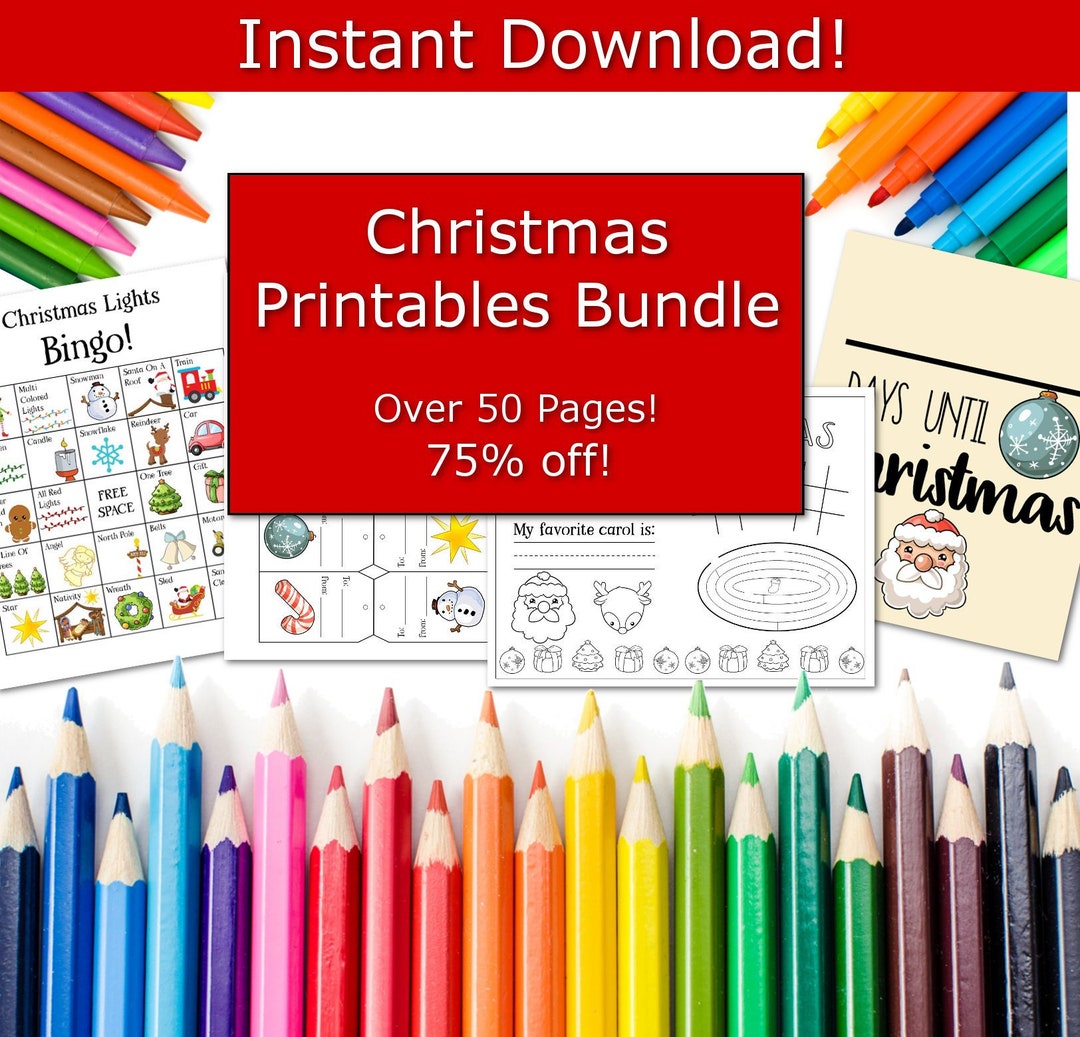 Christmas Printables for Kids, Holiday Printable Pack, Bundle of ...