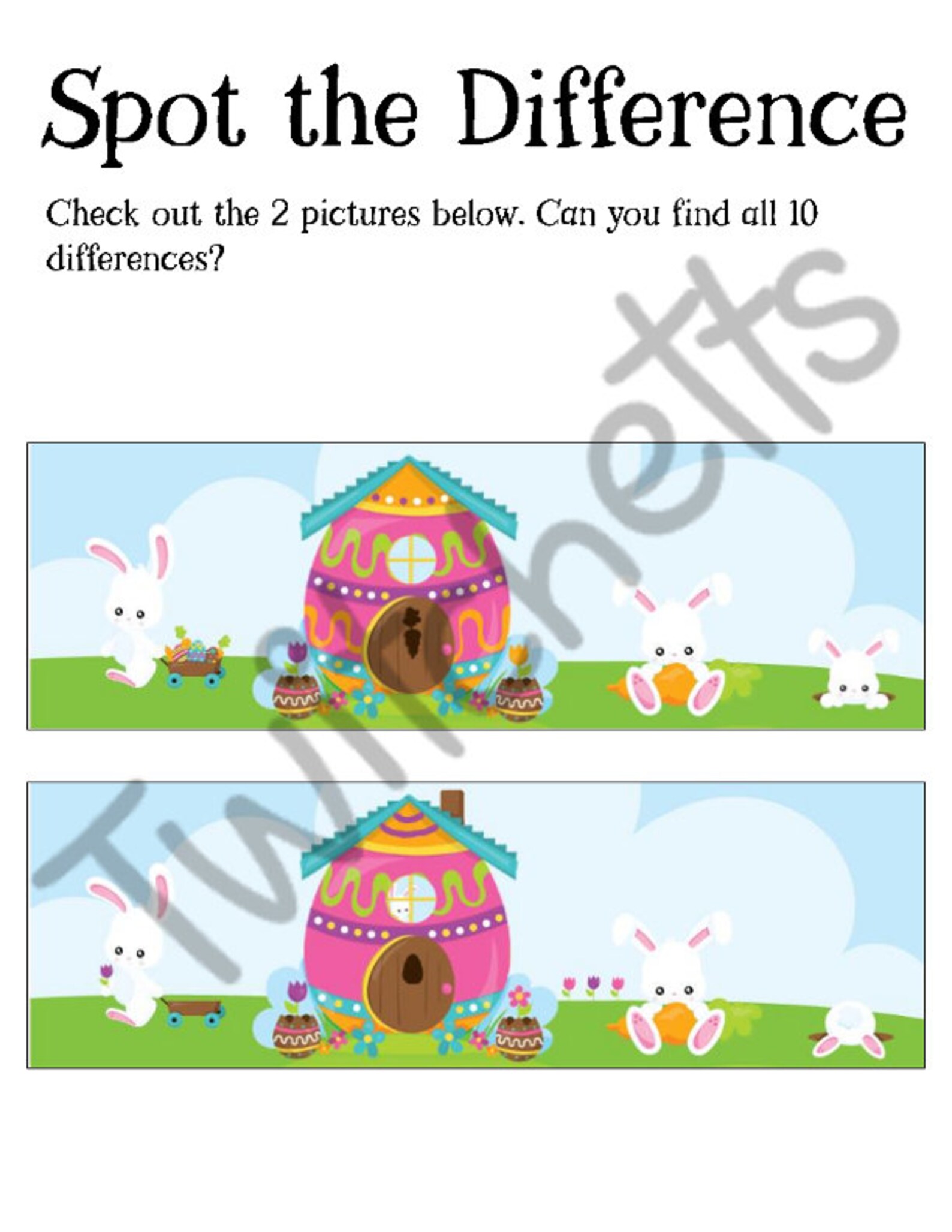 Easter Spot the Difference, Easy Find the Difference Activity for ...
