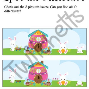 Easter Spot the Difference, Easy Find the Difference Activity for ...
