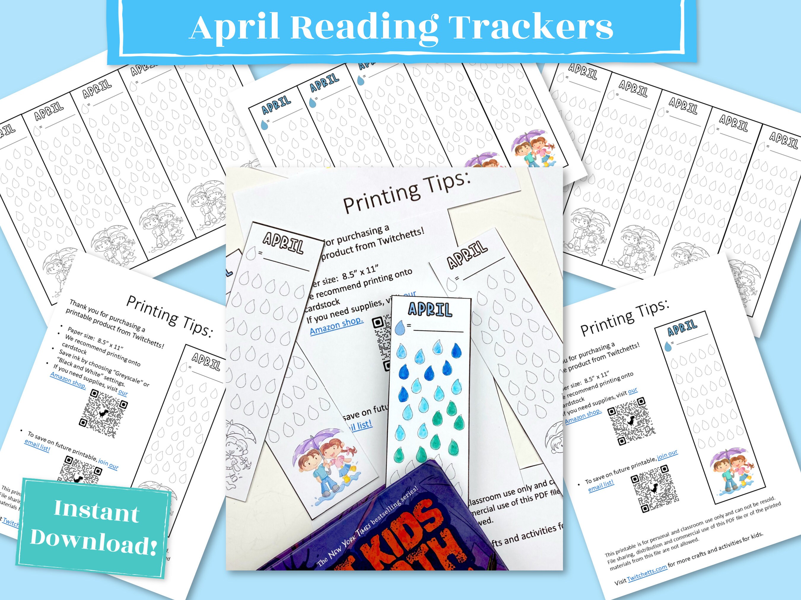 April Book Tracker Bookmark, Printable Reading Log for Kids to Keep ...